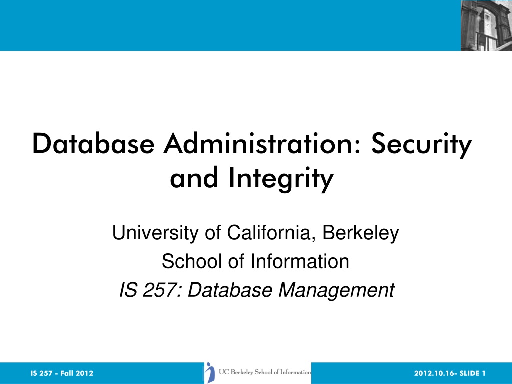 PPT - Database Administration: Security and Integrity PowerPoint ...