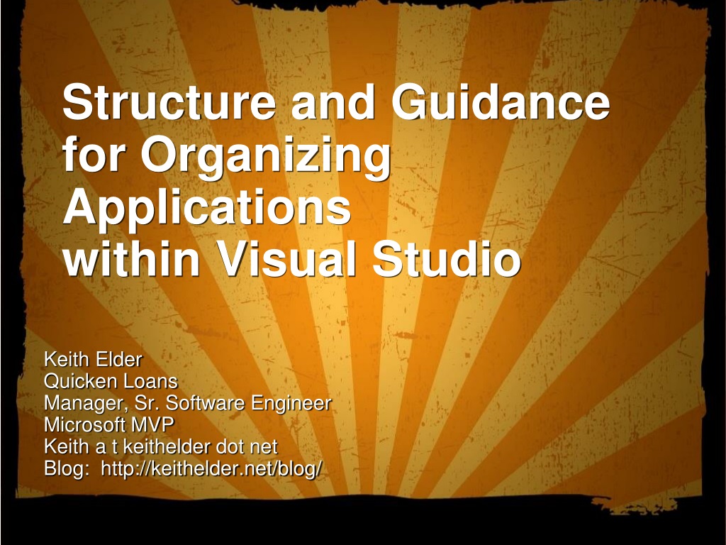 PPT - Structure and Guidance for Organizing Applications within Visual ...