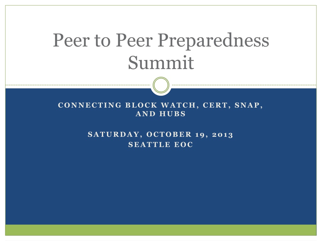 PPT - Peer to Peer Preparedness Summit for Seattle Neighborhoods ...