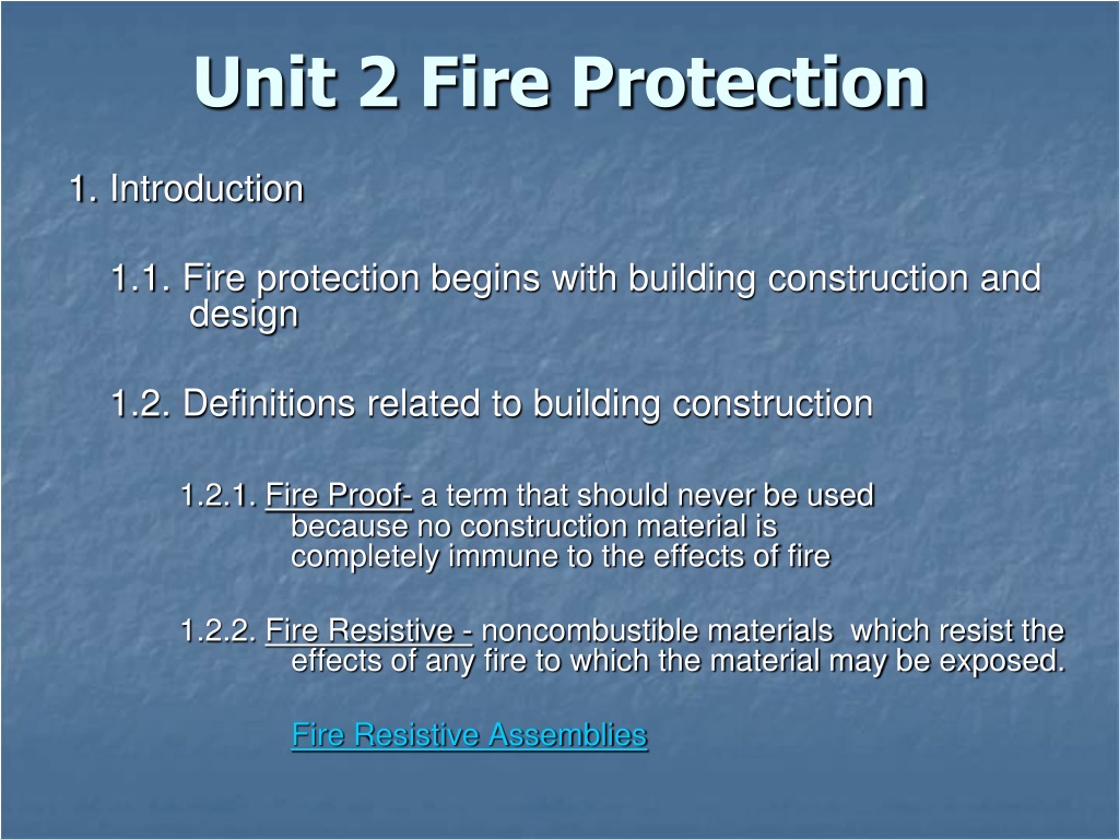 PPT - Unit 2 Fire Protection PowerPoint Presentation, free download ...