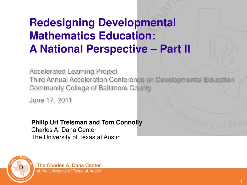 PPT - Redesigning Developmental Mathematics Education: A National ...
