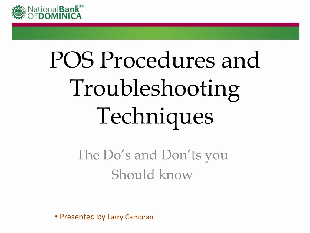 PPT - POS Procedures and Troubleshooting Techniques PowerPoint ...