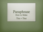 PPT - Direct Quote vs. Paraphrase PowerPoint Presentation, free ...