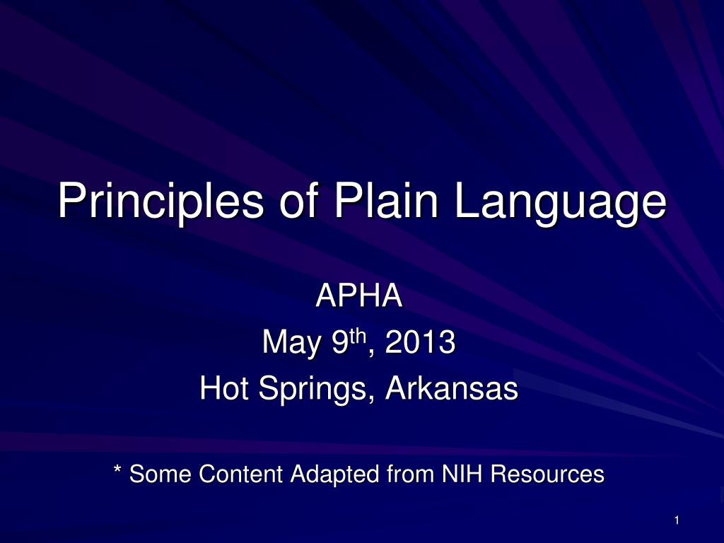 PPT - Principles of Plain Language PowerPoint Presentation, free ...
