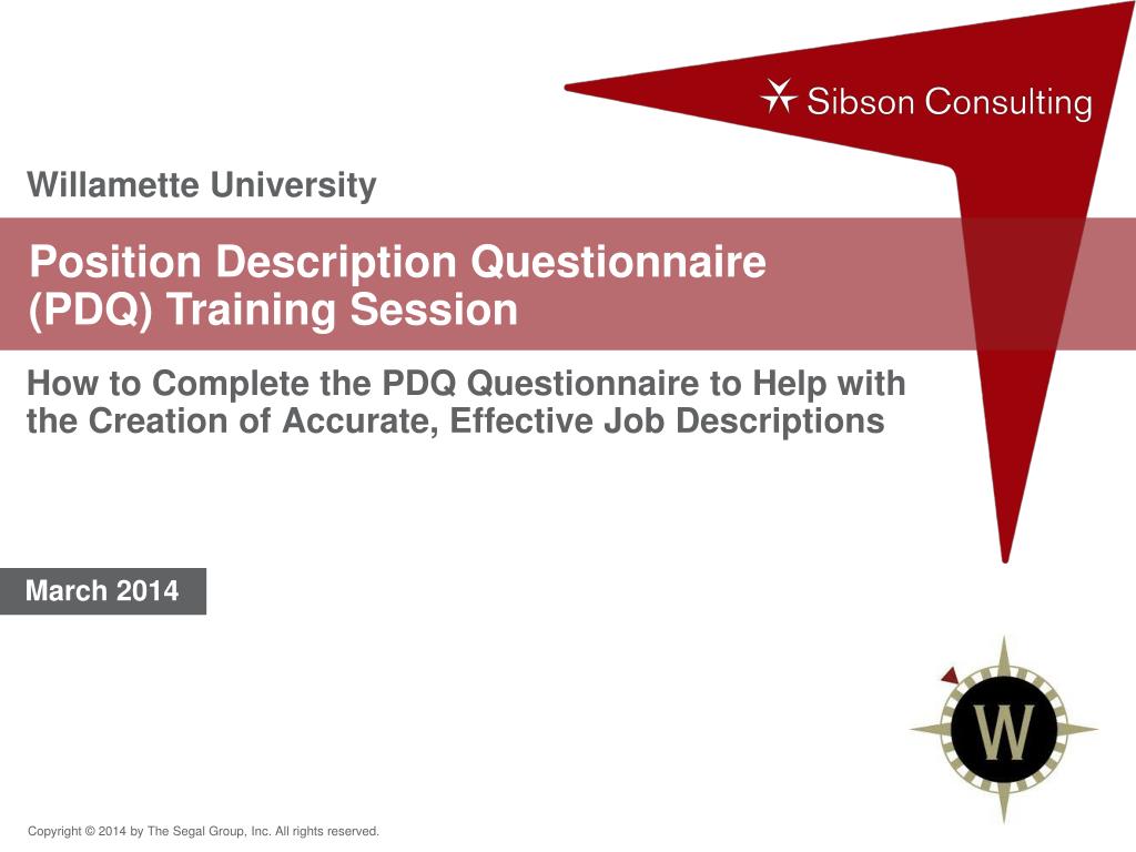 PPT - Position Description Questionnaire (PDQ) Training Session ...