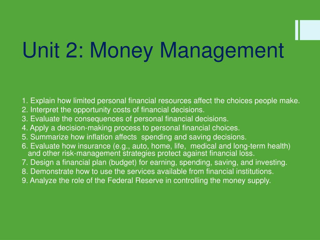 PPT - Unit 2: Money Management PowerPoint Presentation, free download ...