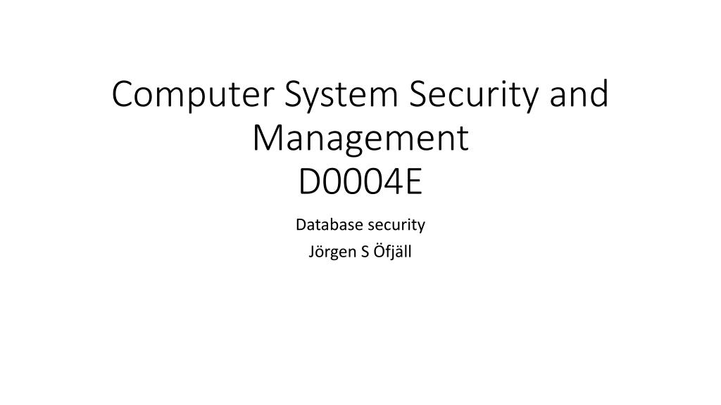 PPT - Understanding Database Security and Management PowerPoint ...