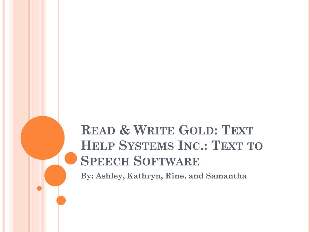 PPT - Read & Write Gold: Text Help Systems Inc.: Text to Speech ...
