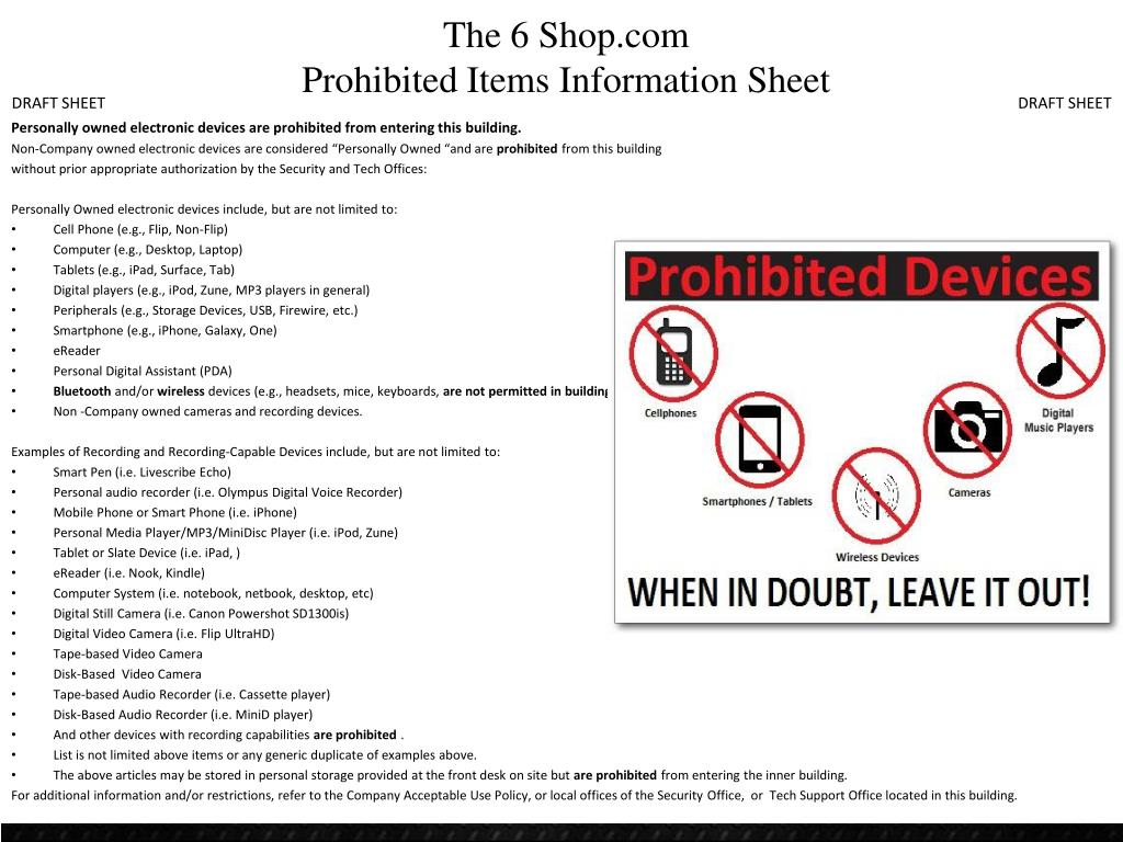 PPT - Prohibited Items in Building: Personal Electronic Devices ...