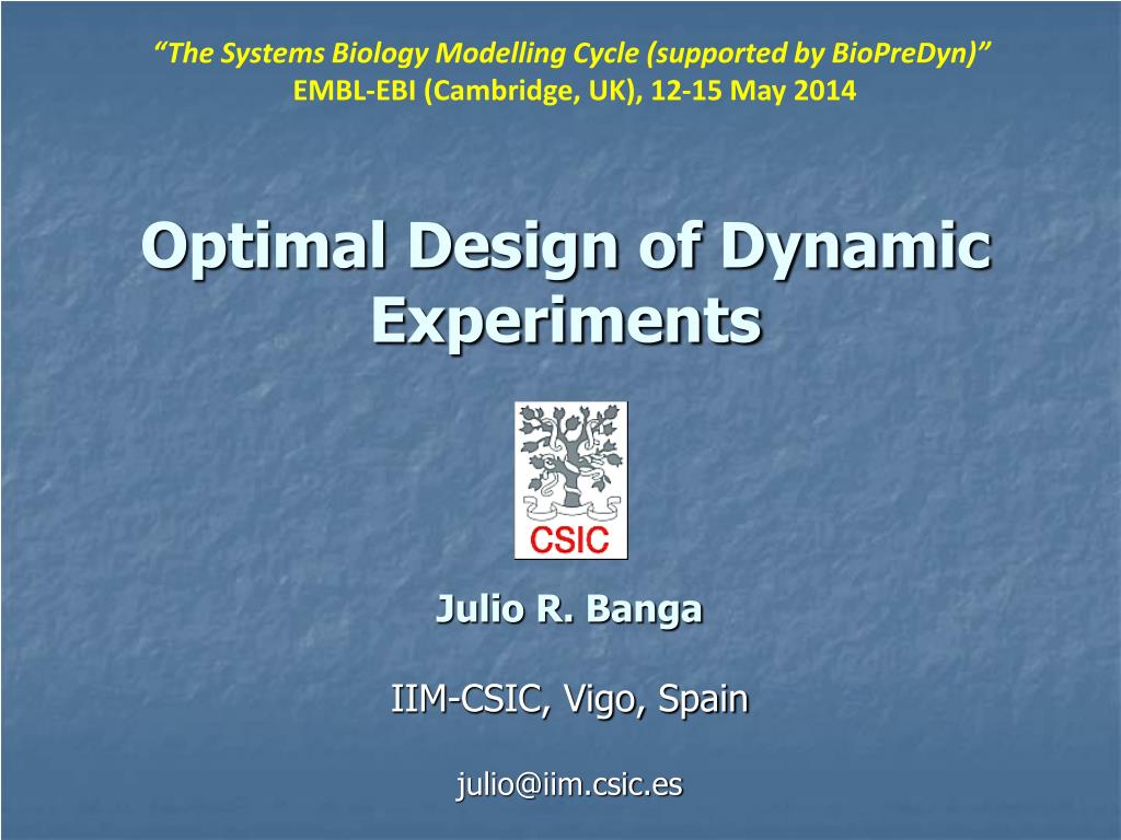 PPT - Optimal Design of Dynamic Experiments PowerPoint Presentation ...