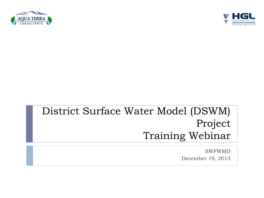 PPT - District Surface Water Model (DSWM) Project Training Webinar ...