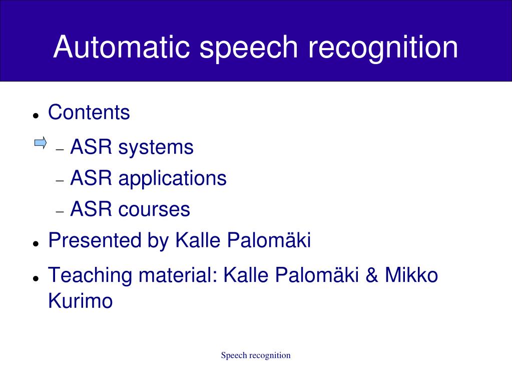 PPT - Automatic speech recognition PowerPoint Presentation, free ...