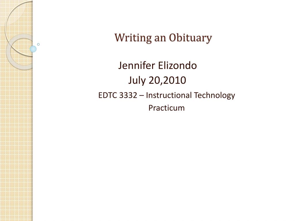 PPT - Writing an Obituary PowerPoint Presentation, free download - ID ...