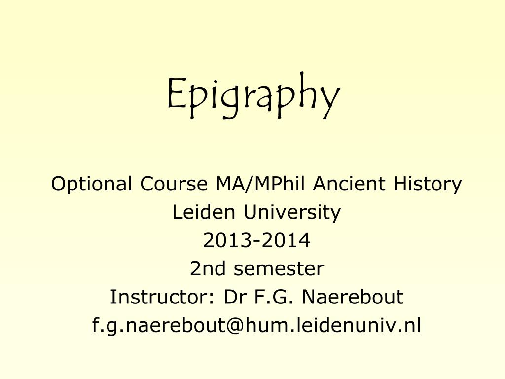 PPT - Epigraphy PowerPoint Presentation, free download - ID:1602893