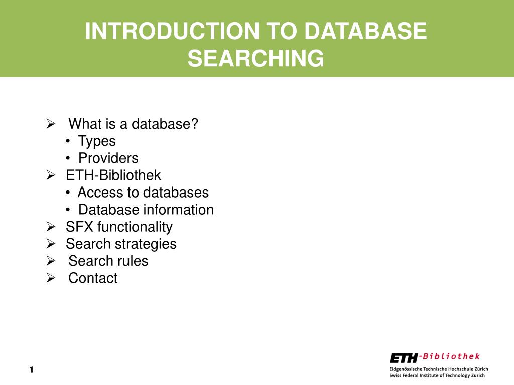 PPT - INTRODUCTION TO DATABASE SEARCHING PowerPoint Presentation, free ...