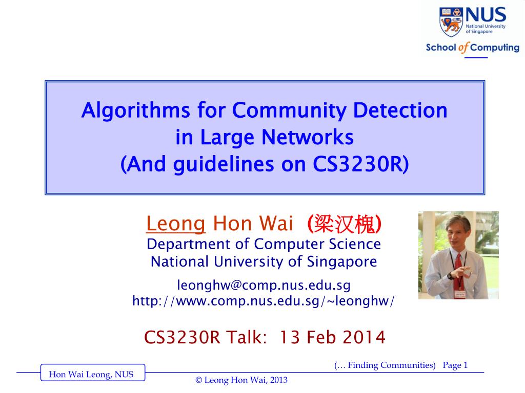 PPT - Algorithms for Community Detection in Large Networks (And ...