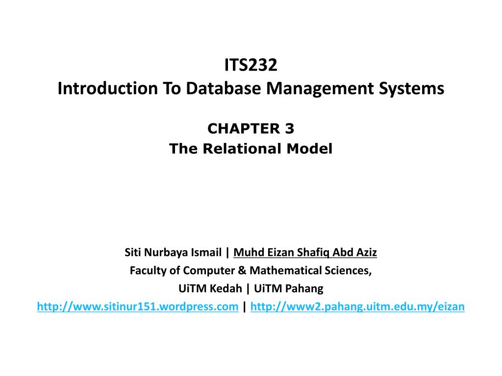 PPT - ITS232 Introduction To Database Management Systems PowerPoint ...