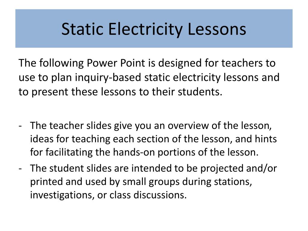 PPT - Static Electricity Lessons PowerPoint Presentation, free download ...