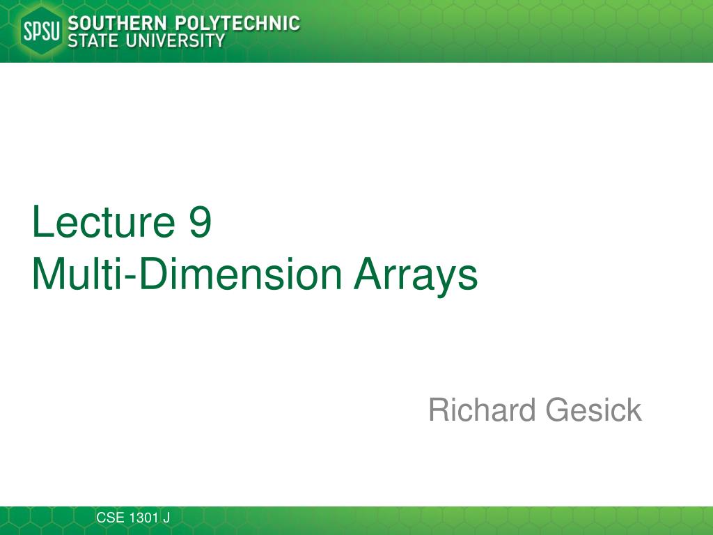 PPT - Lecture 9 Multi-Dimension Arrays PowerPoint Presentation, free ...