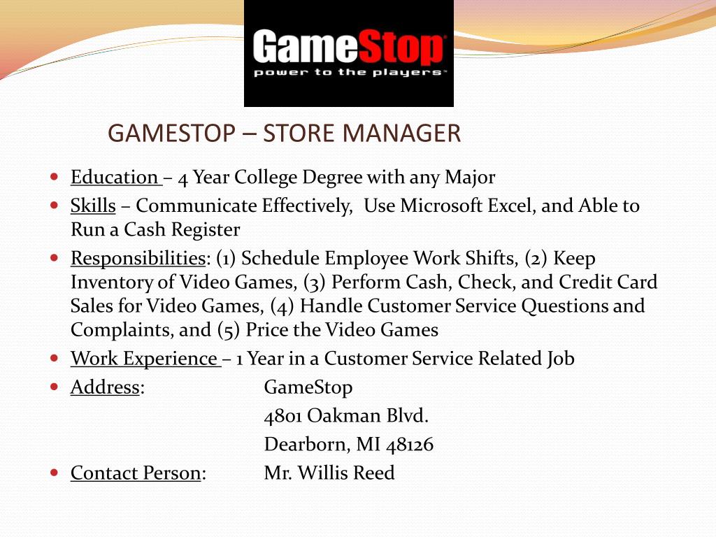 PPT - GAMESTOP – STORE MANAGER PowerPoint Presentation, free download ...