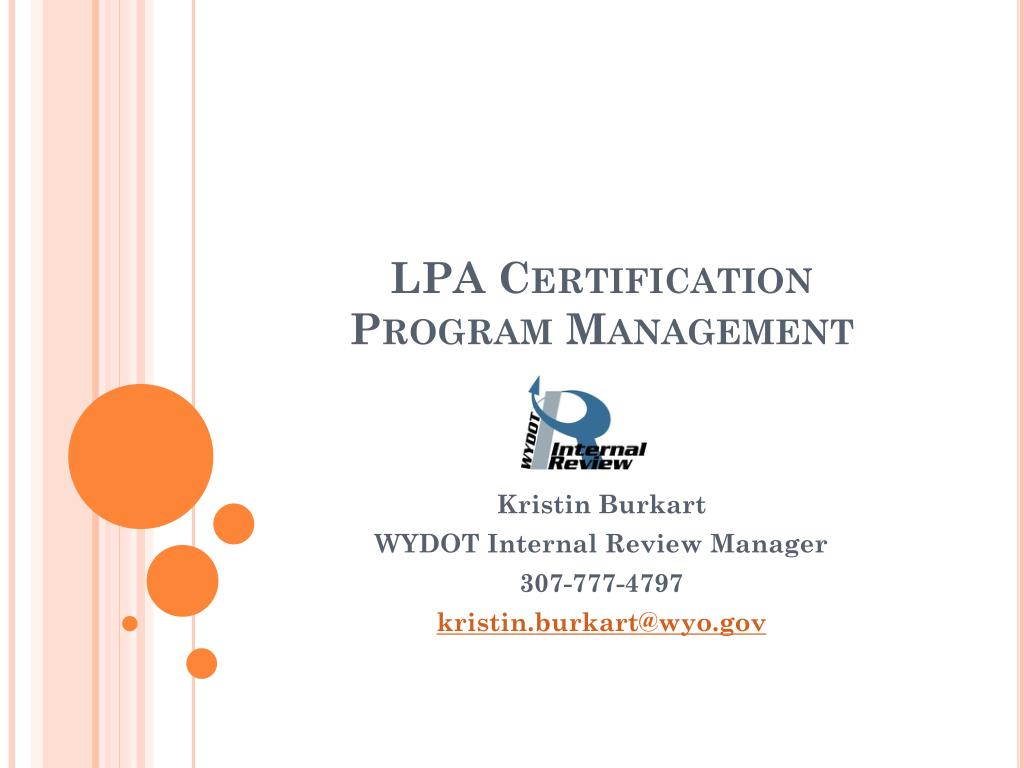 PPT - LPA Certification Program Management PowerPoint Presentation ...