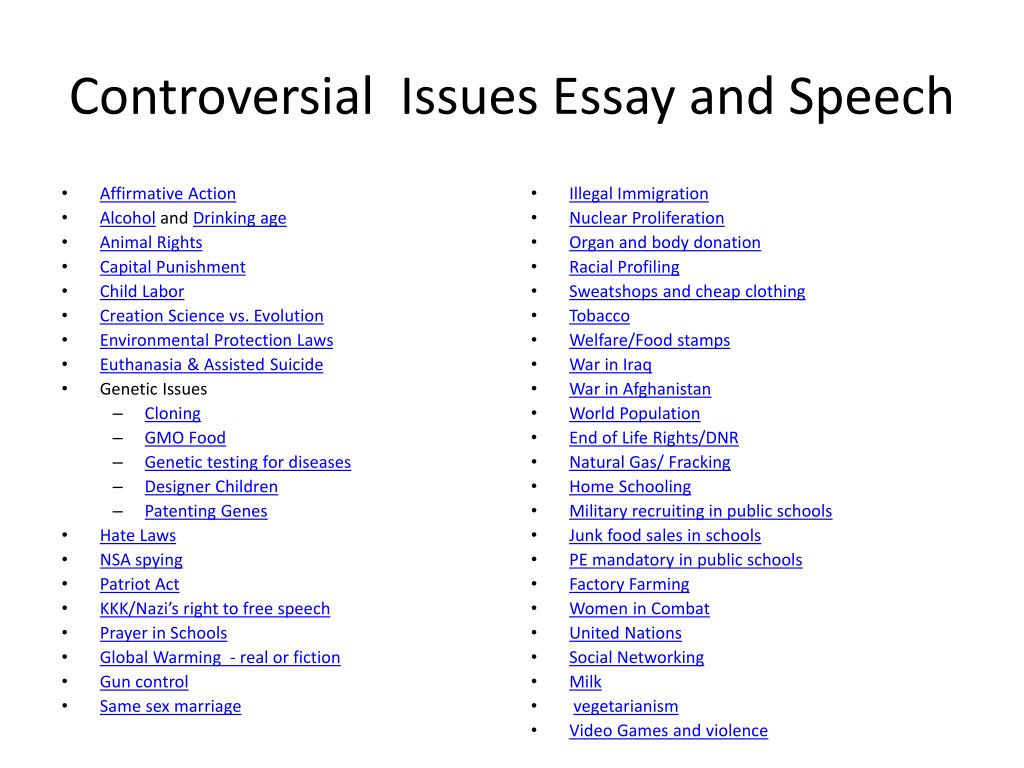 PPT - Controversial Issues Essay and Speech PowerPoint Presentation ...