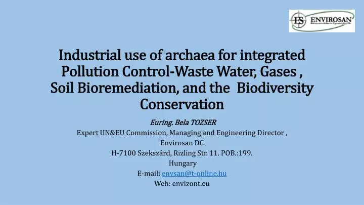 PPT - Industrial use of archaea for integrated Pollution Control-Waste ...