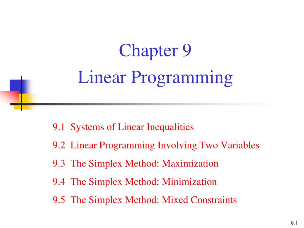 PPT - Chapter 9 Linear Programming PowerPoint Presentation, free ...