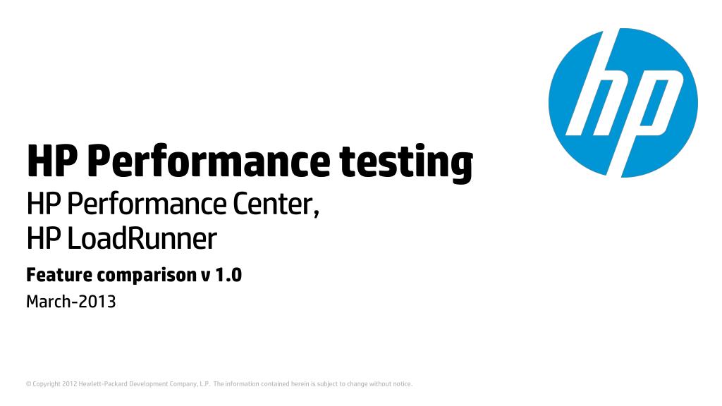 PPT - HP Performance testing HP Performance Center, HP LoadRunner ...
