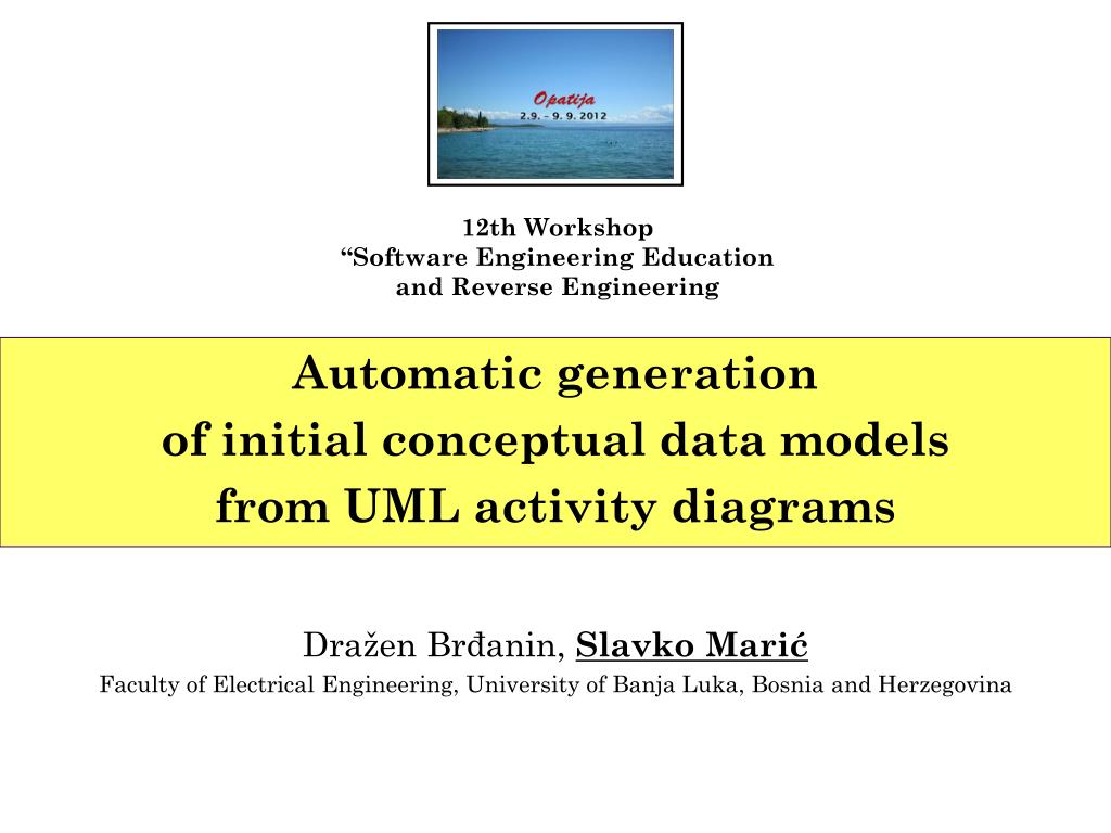 PPT - Automatic generation of initial conceptual data models from UML activity diagrams ...
