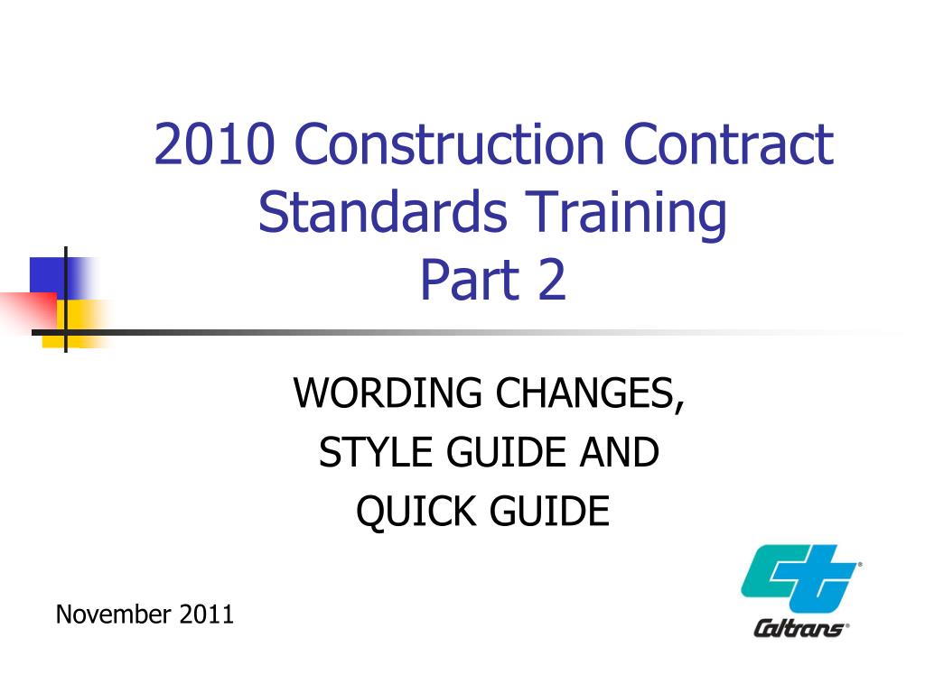 PPT - 2010 Construction Contract Standards Training Part 2 PowerPoint ...