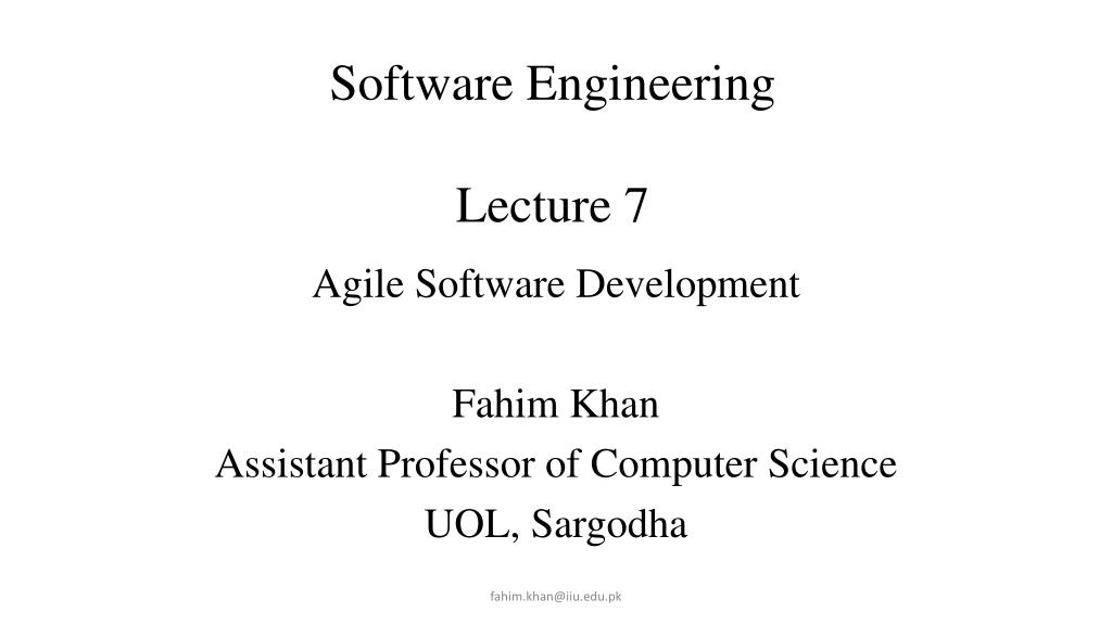 PPT - Software Engineering Lecture 7 Lecture # 7 PowerPoint ...