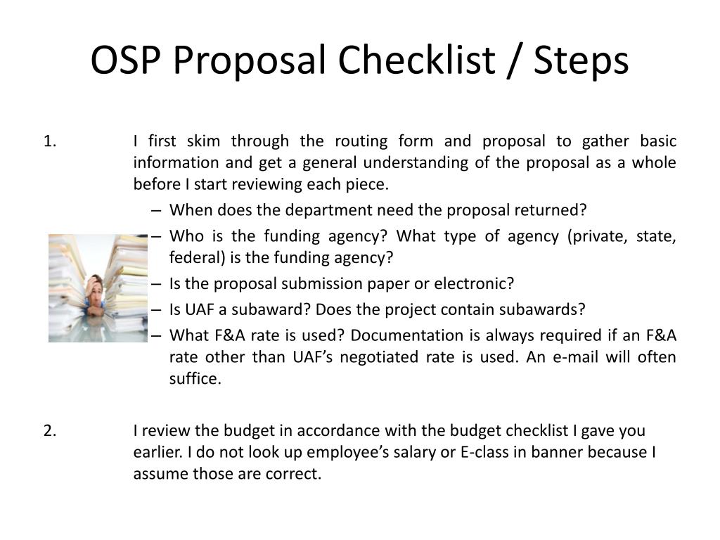 PPT - OSP Proposal Checklist / Steps PowerPoint Presentation, free ...