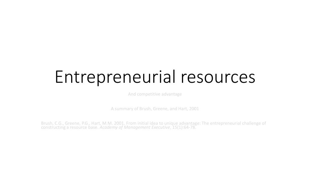 PPT - Entrepreneurial resources PowerPoint Presentation, free download ...