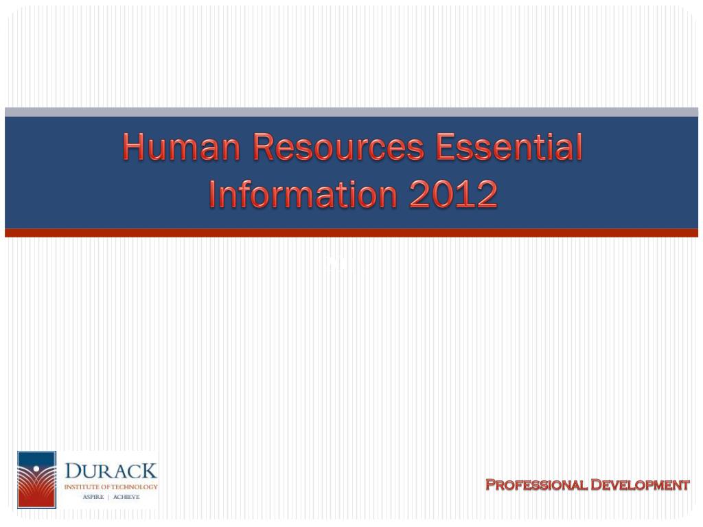 PPT - Human Resources Essential Information 2012 PowerPoint ...