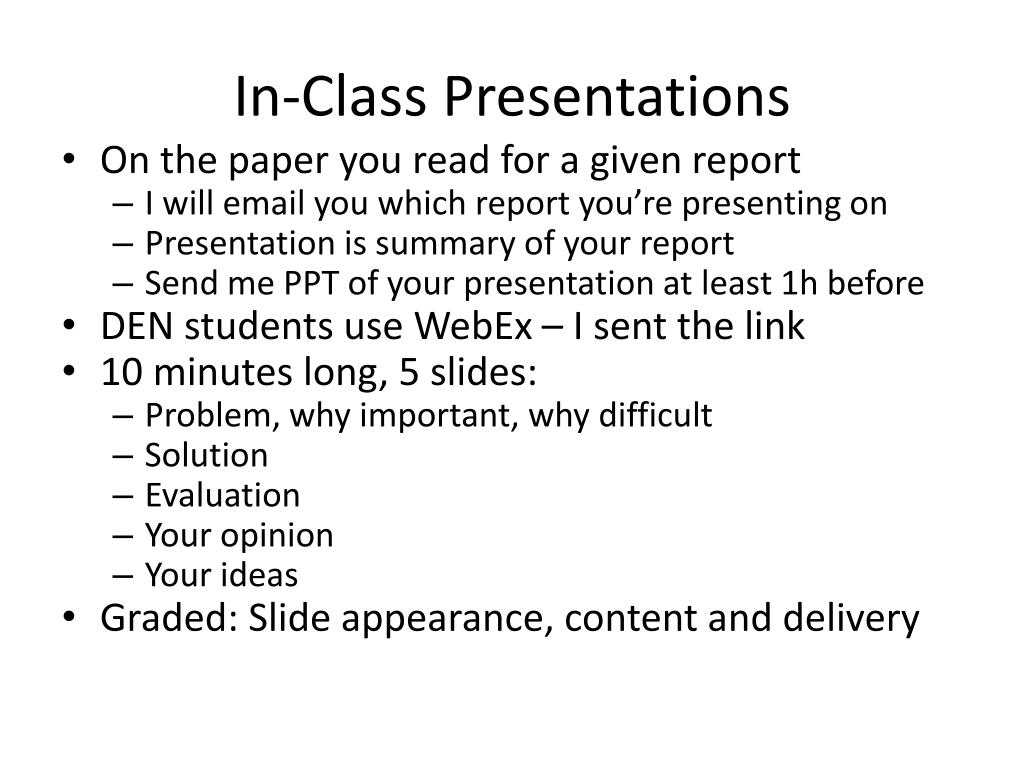 PPT - In-Class Presentations PowerPoint Presentation, free download ...