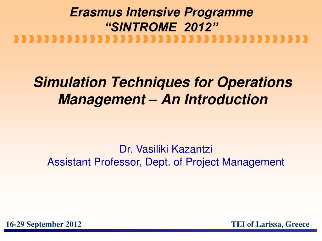 PPT - Simulation Techniques for Operations Management – An Introduction ...