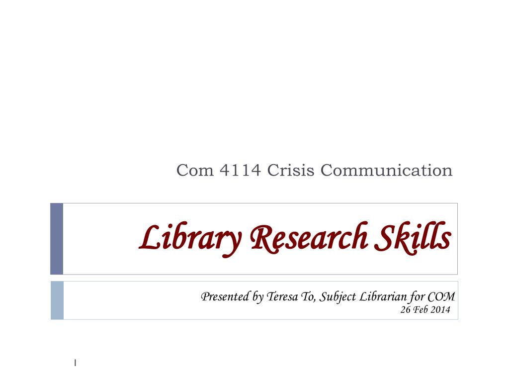 PPT - Library Research Skills PowerPoint Presentation, free download ...