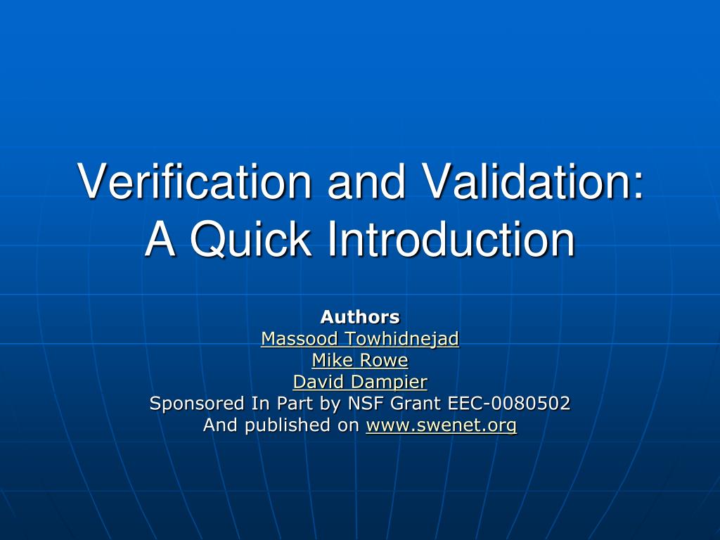 PPT - Verification and Validation: A Quick Introduction PowerPoint ...