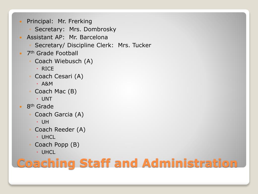 PPT - Coaching Staff and Administration PowerPoint Presentation, free ...