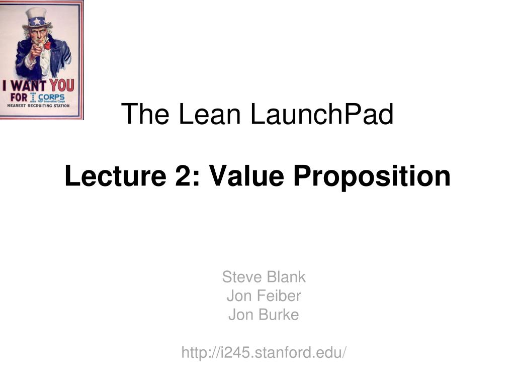 PPT - The Lean LaunchPad Lecture 2: Value Proposition PowerPoint ...