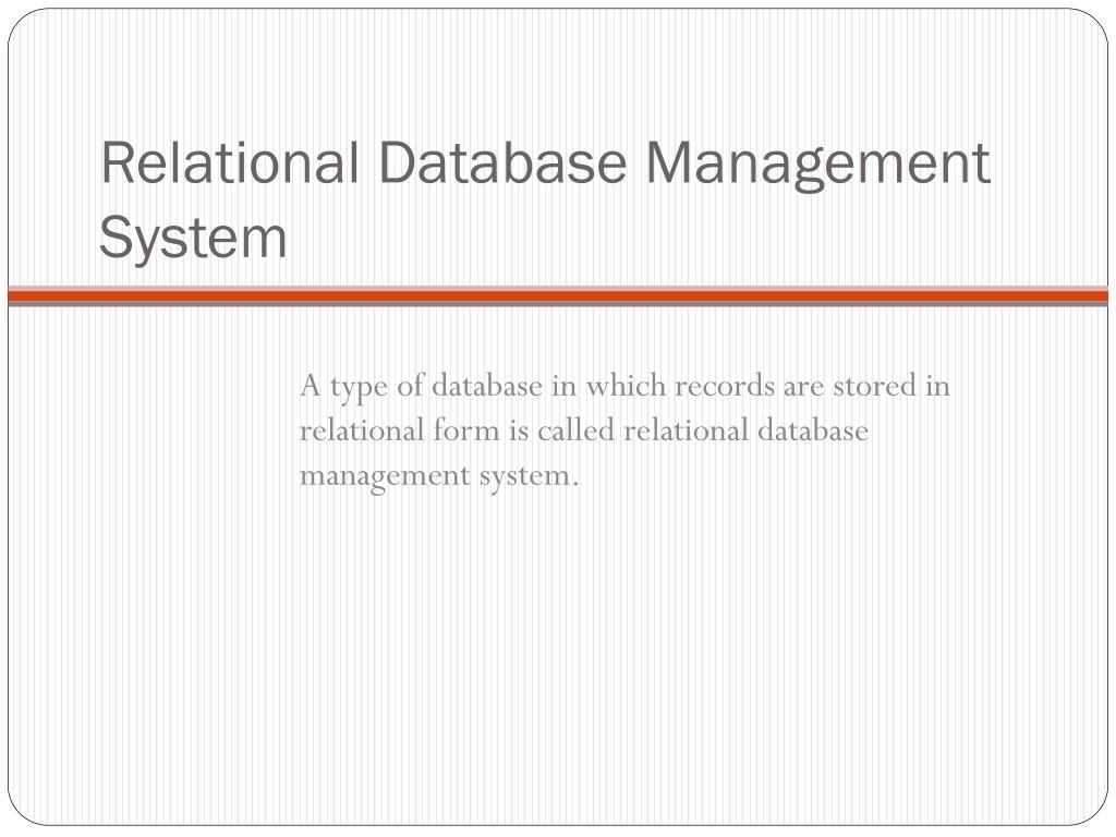 PPT - Relational Database Management System PowerPoint Presentation ...