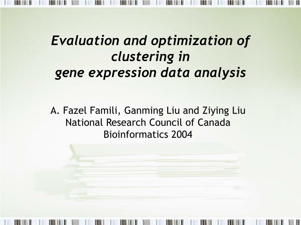 PPT - Evaluation and optimization of clustering in gene expression data analysis PowerPoint ...