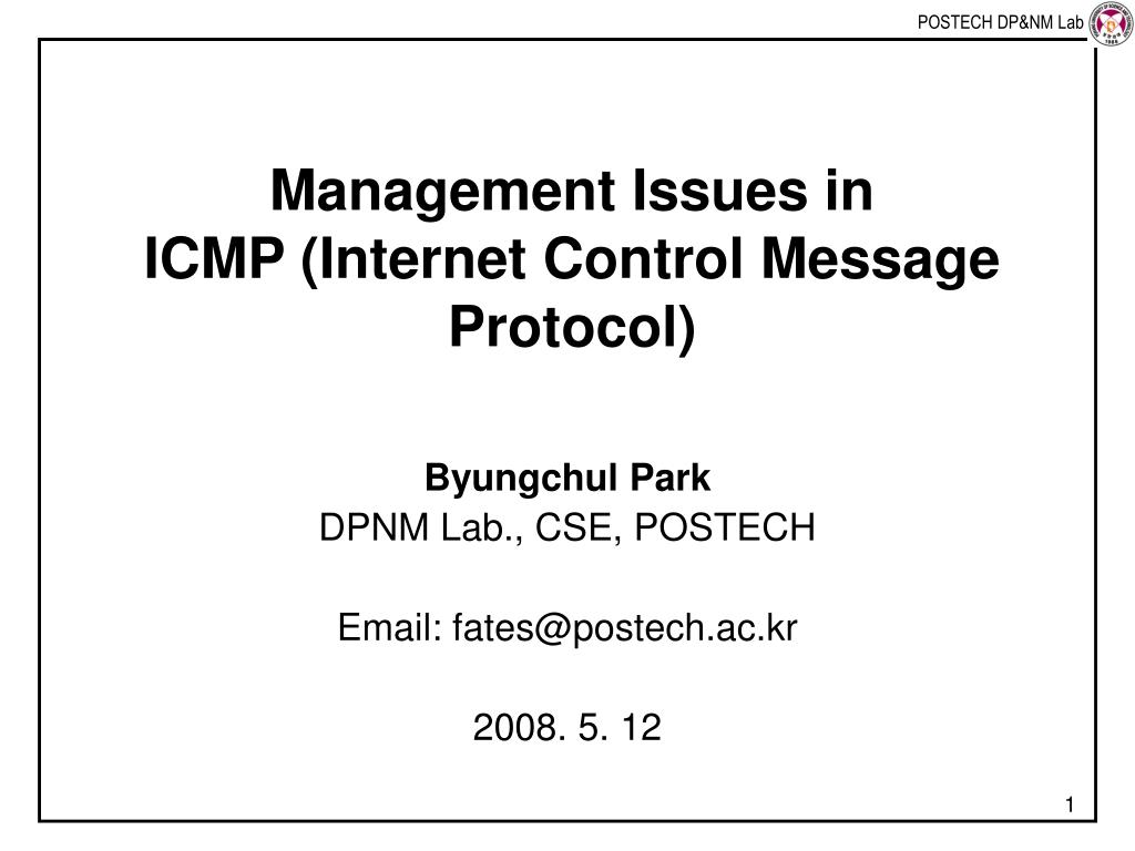 PPT - Management Issues in ICMP (Internet Control Message Protocol ...