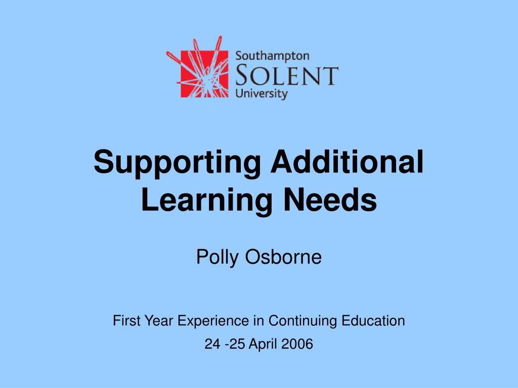 PPT - Supporting Additional Learning Needs PowerPoint Presentation ...
