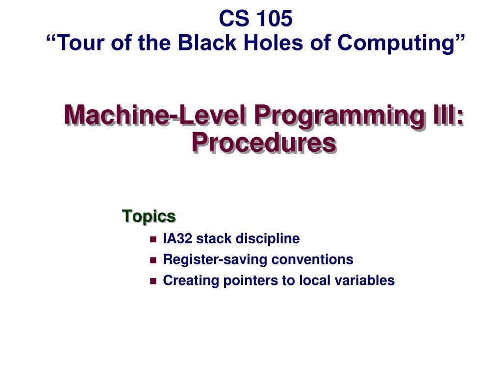 PPT - Machine-Level Programming III: Procedures PowerPoint Presentation ...