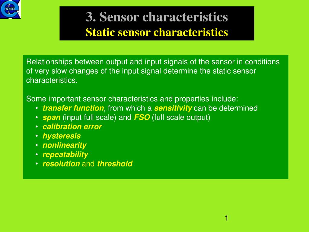 PPT - 3. Sensor characteristics Static sensor characteristics ...