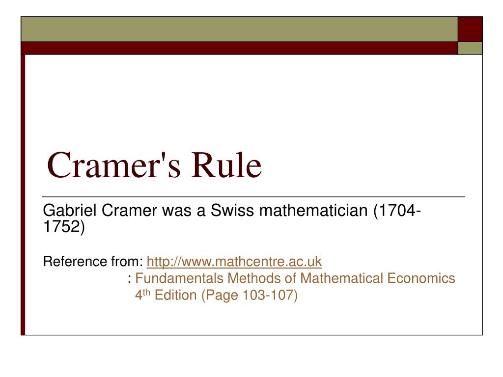 PPT - Cramer's Rule PowerPoint Presentation, free download - ID:1712785