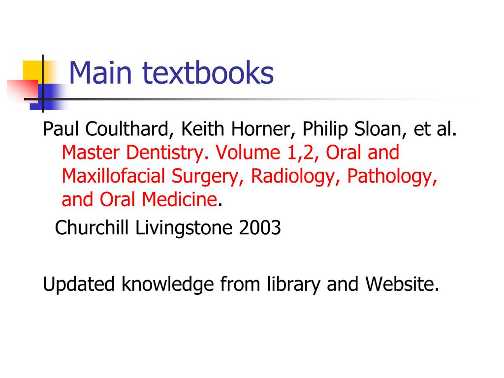 PPT - Main textbooks PowerPoint Presentation, free download - ID:1717242