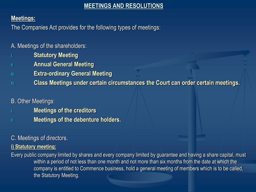 PPT - MEETINGS AND RESOLUTIONS PowerPoint Presentation, free download ...
